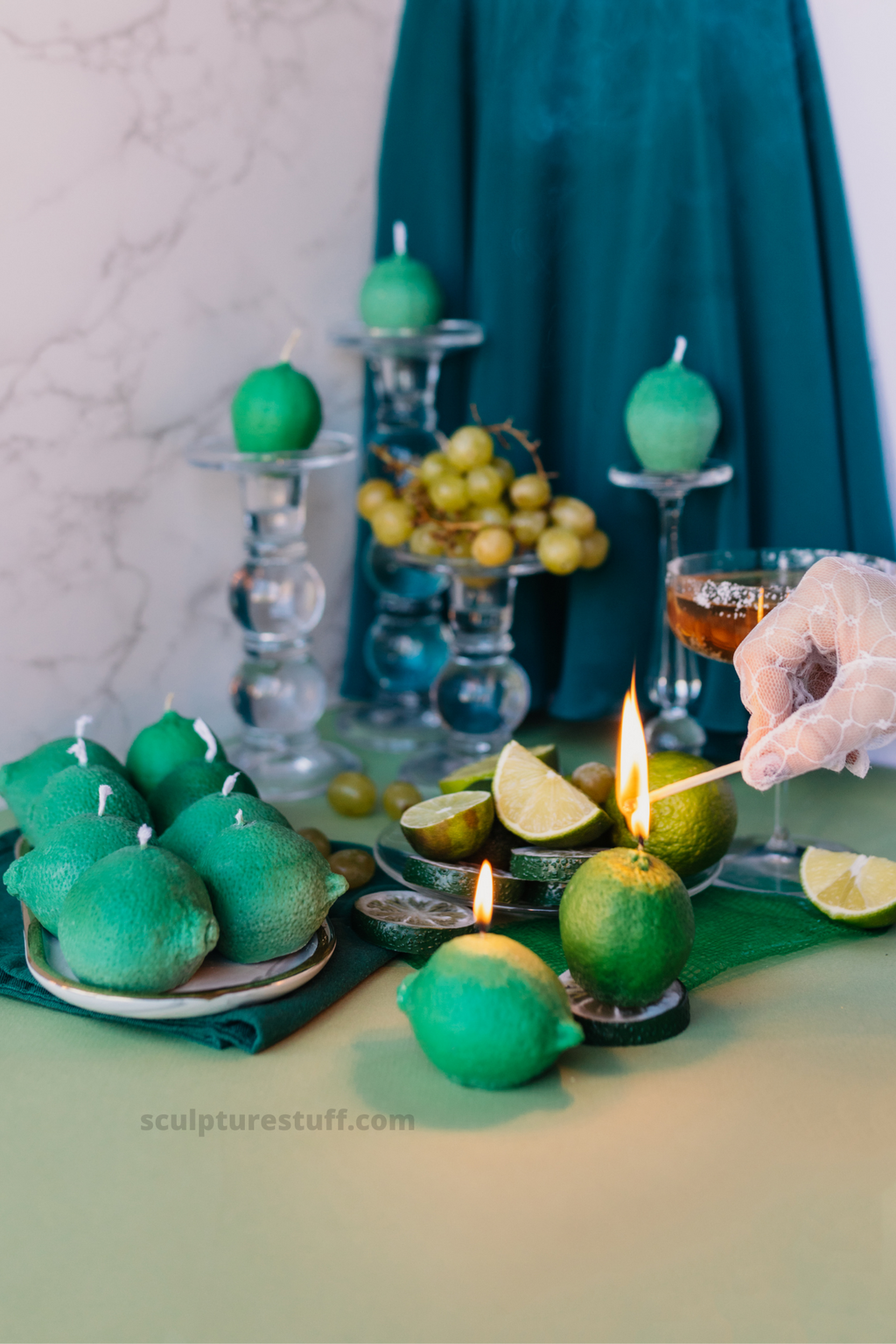 Super Realistic Lime Shaped Soy Wax Candle, Artistic Home Accent, Frui ...
